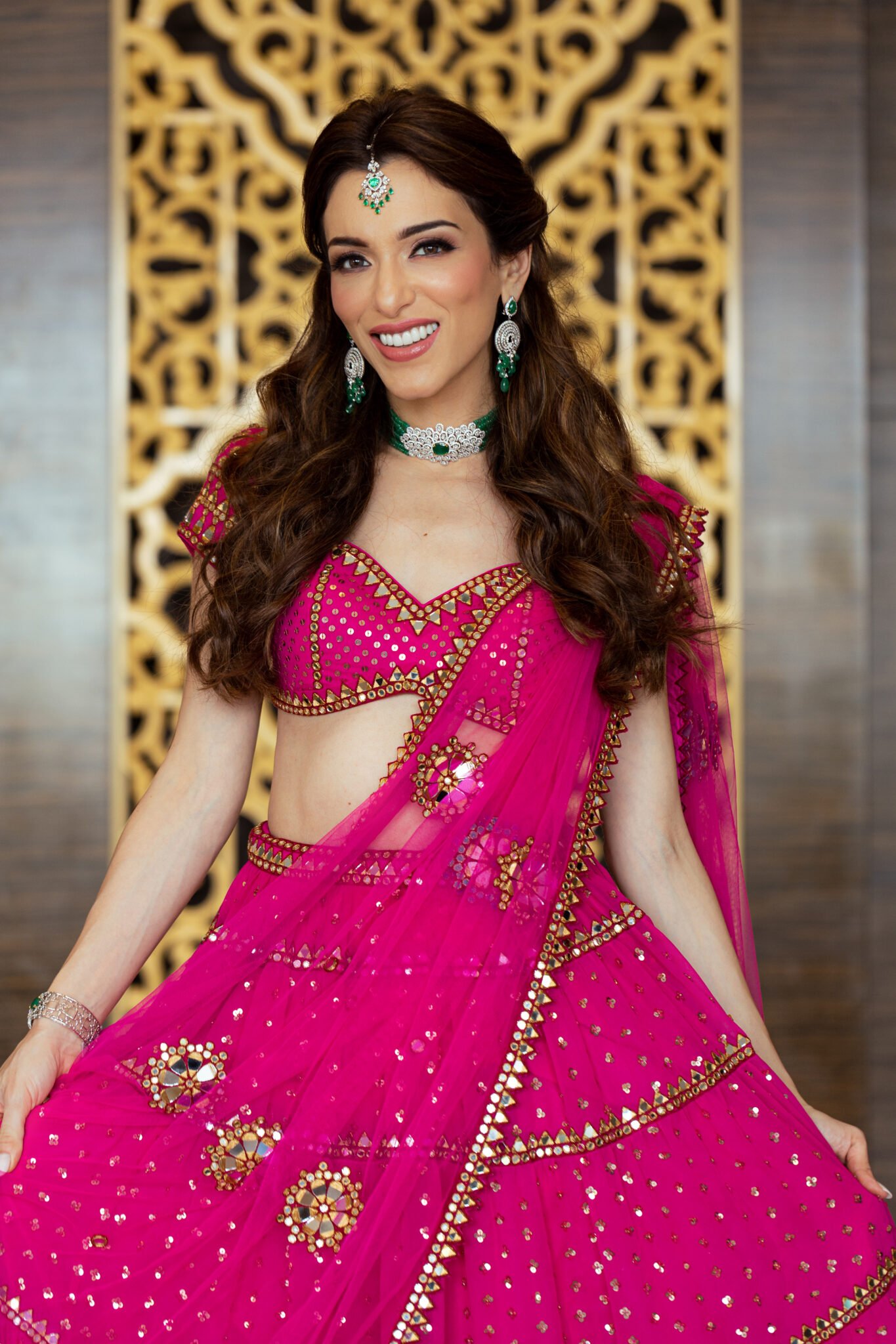 Maia Sethna In Fuschia Multi Tier Lehenga Set - Vvani
